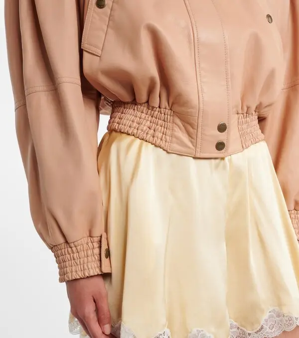 Chloé Cropped Leather Jacket With Scarf Detail