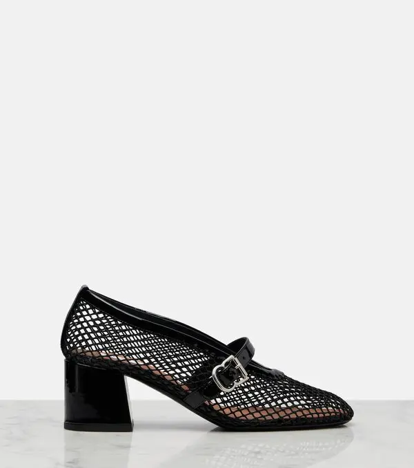 Alaïa Fishnet Leather-trimmed Mary Jane Pumps - Black