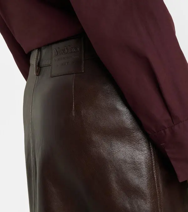 Max Mara Leather Midi Skirt