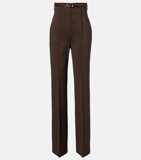 Sportmax Belted Crepe Straight-leg Pants
