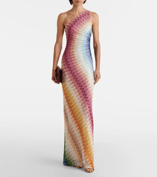 Missoni Gathered One-shoulder Maxi Dress