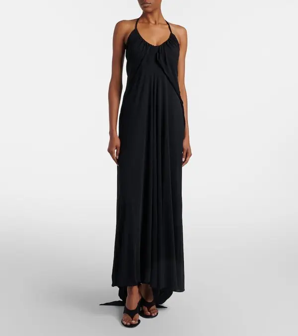 Alaïa Draped Jersey Maxi Dress
