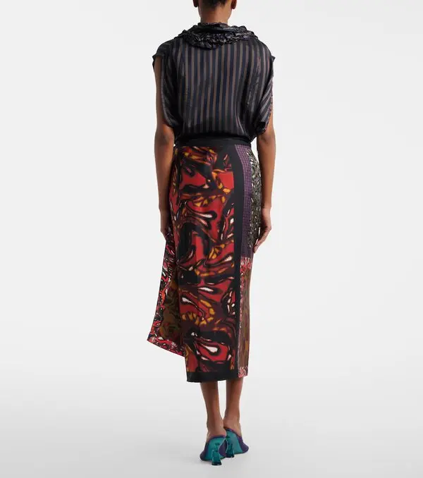 Dries Van Noten Printed Silk Wrap Skirt