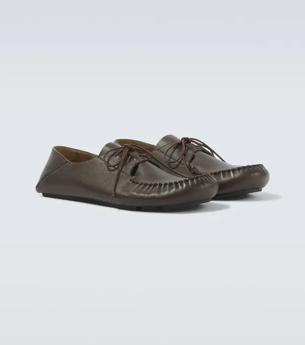 Loewe Rambla Leather Boat Shoes - Brown