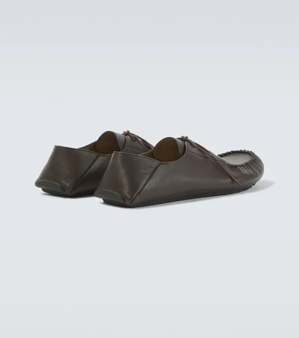 Loewe Rambla Leather Boat Shoes - Brown