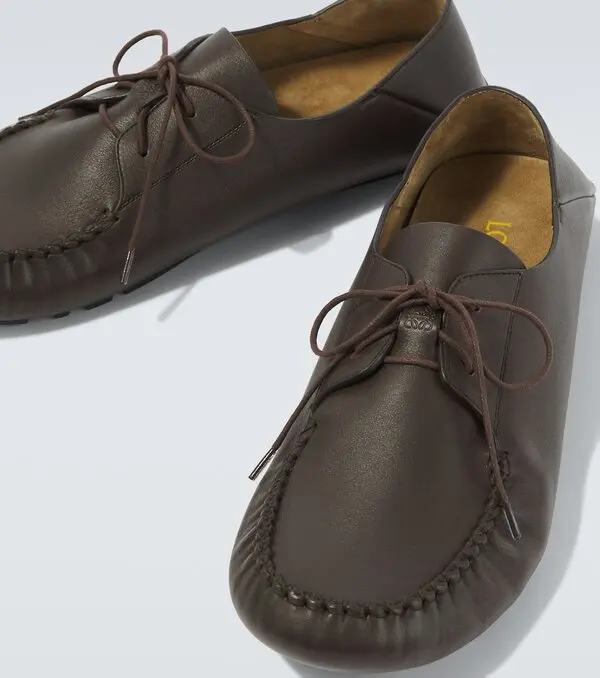 Loewe Rambla Leather Boat Shoes - Brown