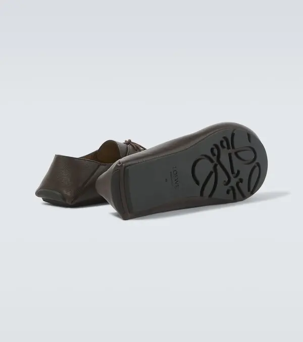 Loewe Rambla Leather Boat Shoes - Brown