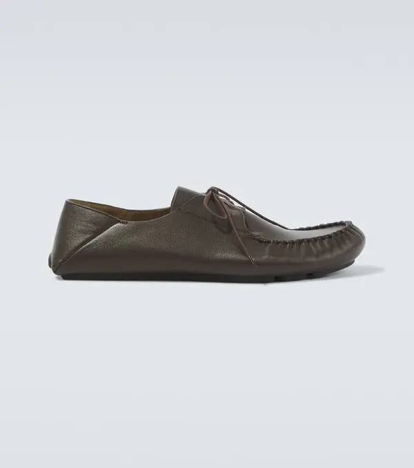 Loewe Rambla Leather Boat Shoes - Brown