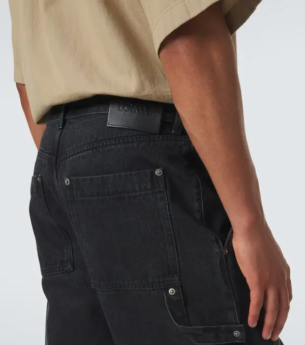 Loewe Leather-trimmed Wide-leg Jeans
