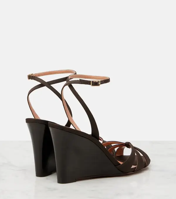 AQUAZZURA Tati Grosgrain Wedge Sandals - Brown