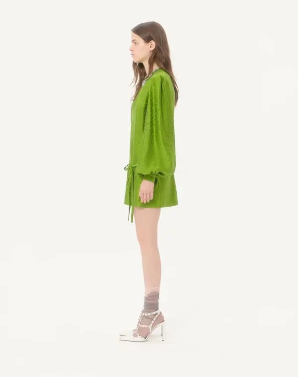 Valentino Garavani Silk-linen Jacquard Top