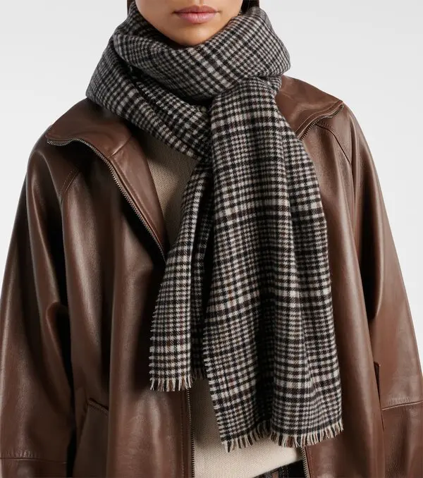 Brunello Cucinelli Checked Cashmere Scarf