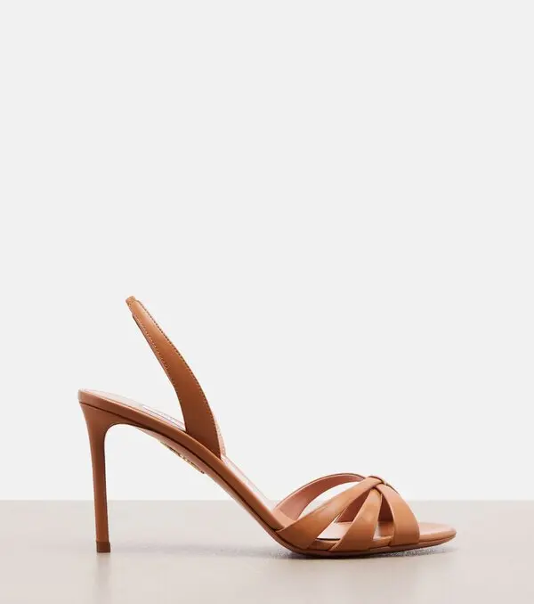 AQUAZZURA Tati Leather Slingback Sandals - Brown