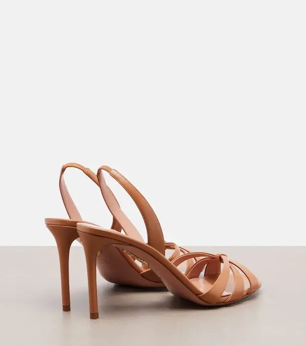 AQUAZZURA Tati Leather Slingback Sandals - Brown