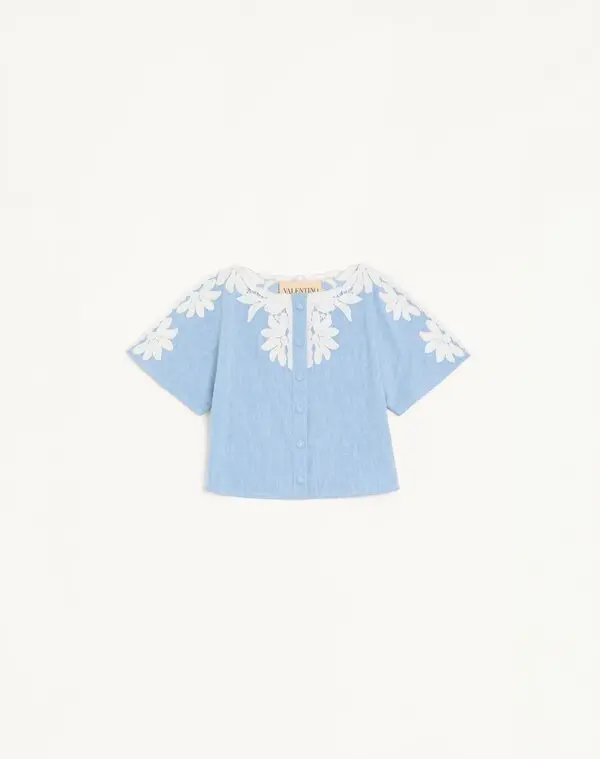 Valentino Garavani Light Blue Embroidered Shirt