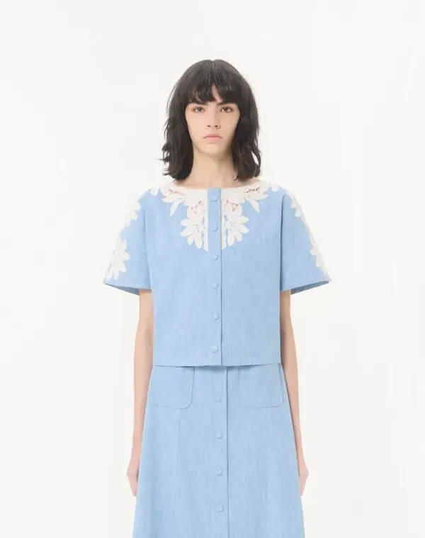 Valentino Garavani Light Blue Embroidered Shirt