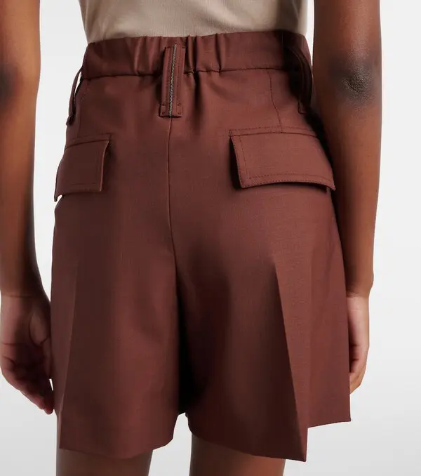 Brunello Cucinelli Monili Pleated Wool-blend Shorts