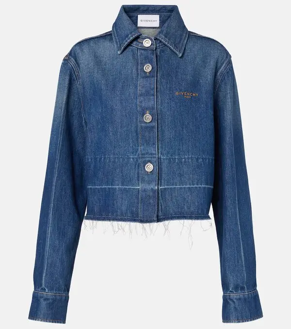 Givenchy Cropped Denim Shirt With Raw Hem