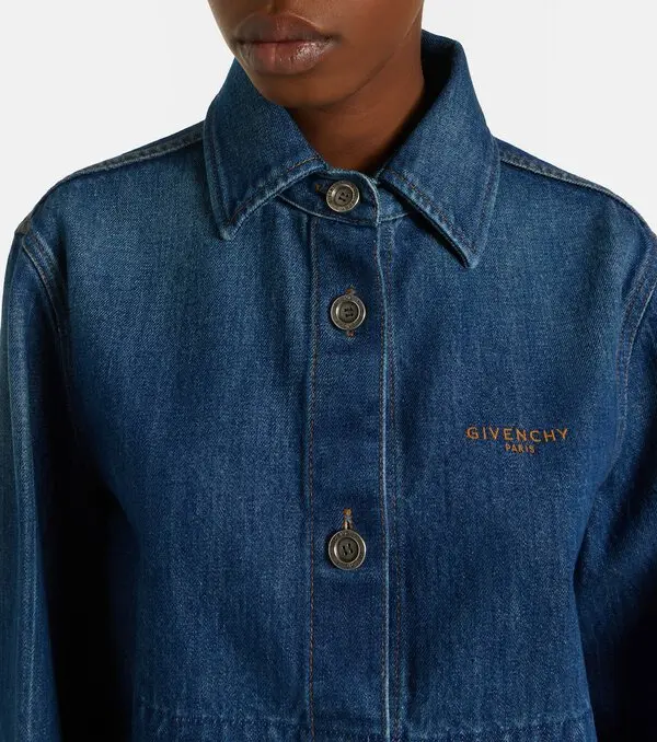 Givenchy Cropped Denim Shirt With Raw Hem
