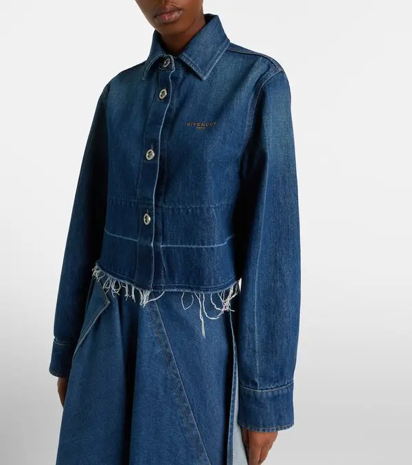 Givenchy Cropped Denim Shirt With Raw Hem