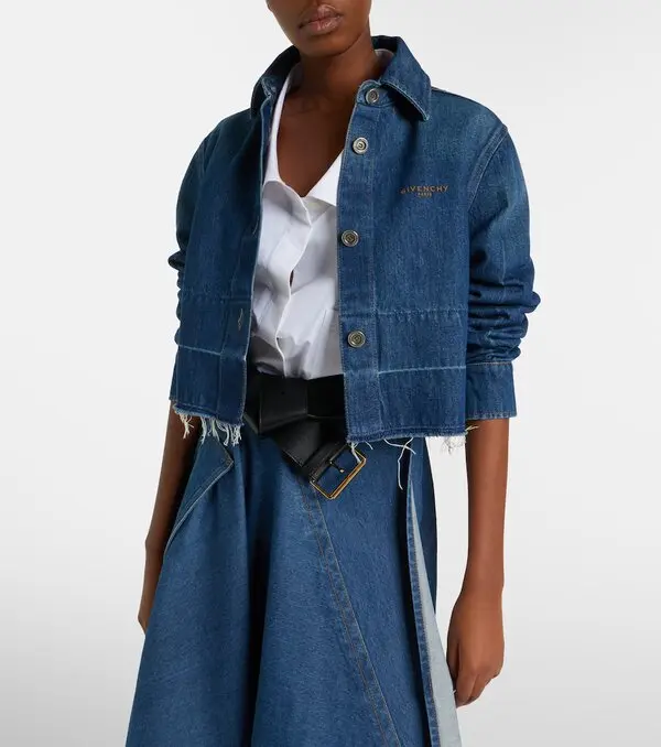 Givenchy Cropped Denim Shirt With Raw Hem