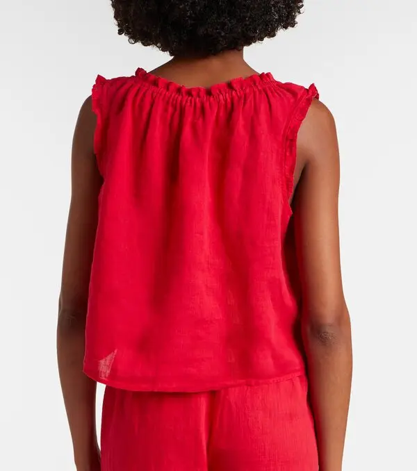 Velvet By Graham & Spencer Tana Ruffled Linen Top