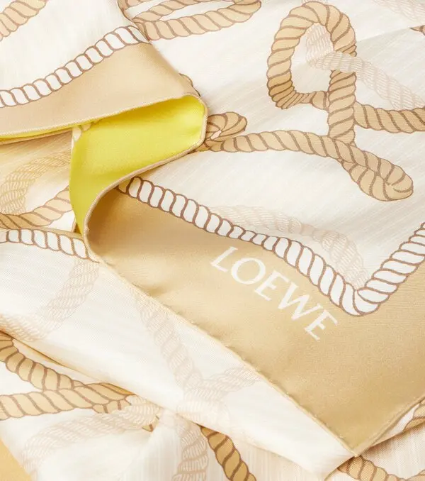 Loewe Anagram Silk Twill Scarf - Beige