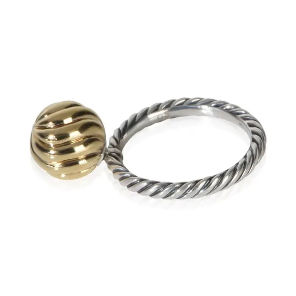 David Yurman Yellow Gold & Sterling Silver Sculpted Ball Ring