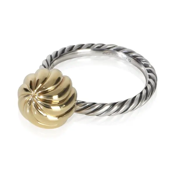 David Yurman Sculpted Ball Ring In Yellow Gold And Sterling Silver - Yellow_gold/sterling_silver