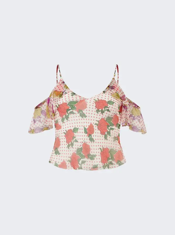 DONDE ESTEBAN Pajariotos Y Rosas Silk Chiffon Cami - Multicolor