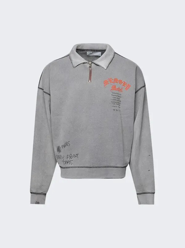 PALY Oversized Quarter-zip Sweatshirt With Distressed Details