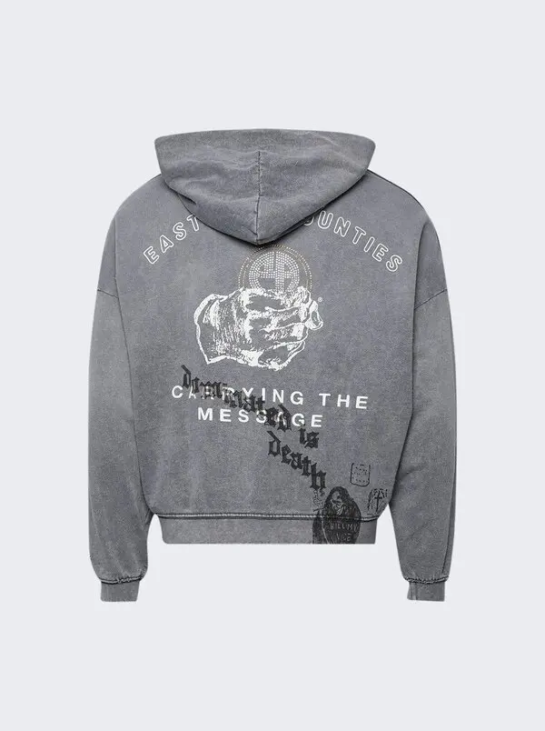 PALY Zip Up Distressed Hoodie