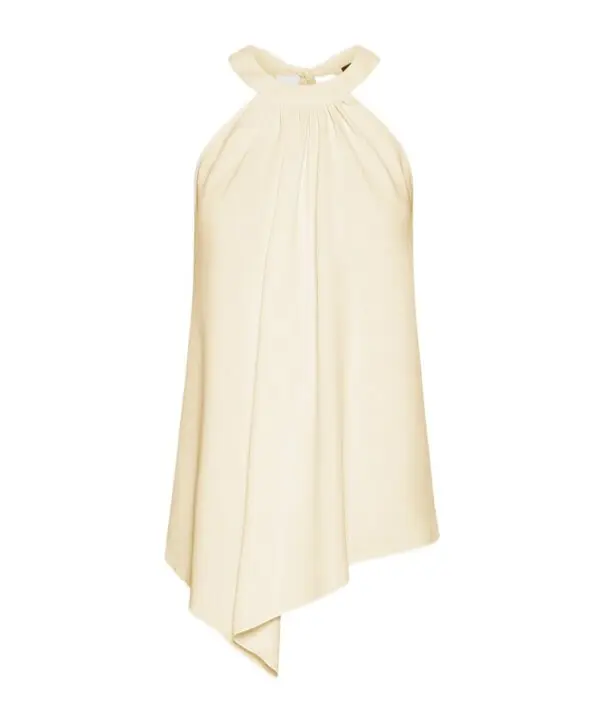 Marella Asymmetric Envers Satin Top - Wool White