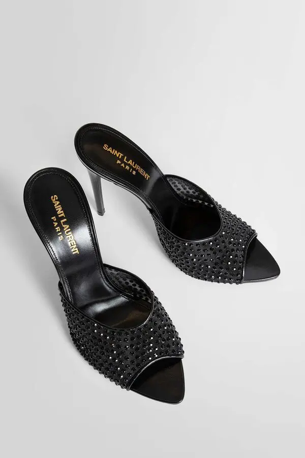 Saint Laurent Embellished Pointed Toe High Heel Sandals