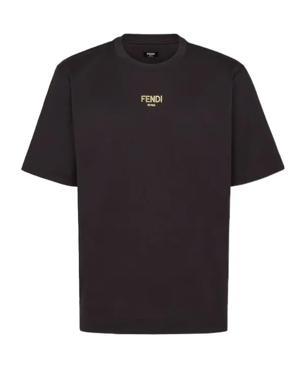 Fendi Logo Glittered Crewneck T-shirt