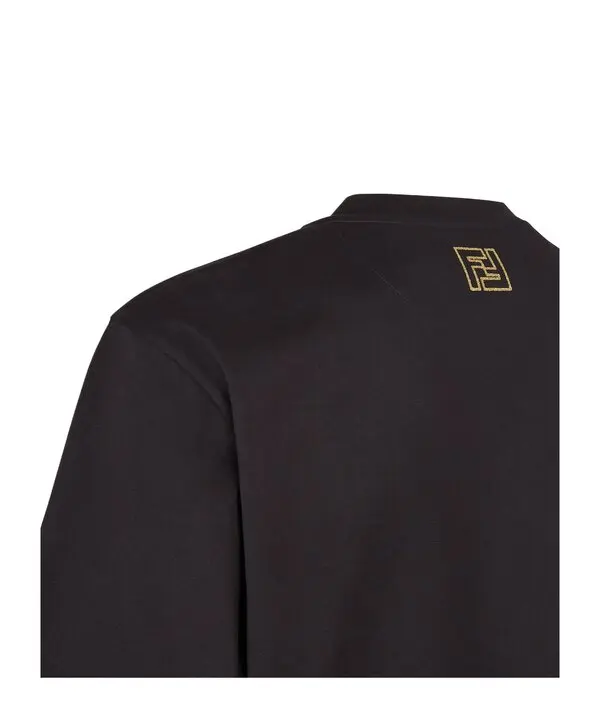Fendi Logo Glittered Crewneck T-shirt
