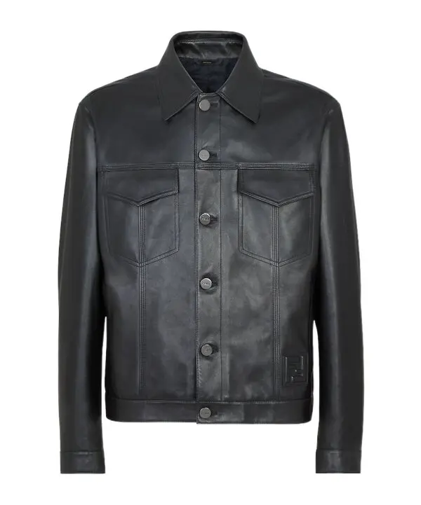 Fendi Long Sleeve Leather Jacket
