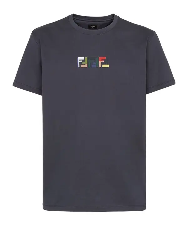 Fendi Logo Embroidered Crewneck T-shirt
