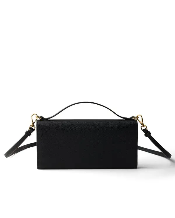 Prada Saffiano Leather Wallet With Shoulder Strap