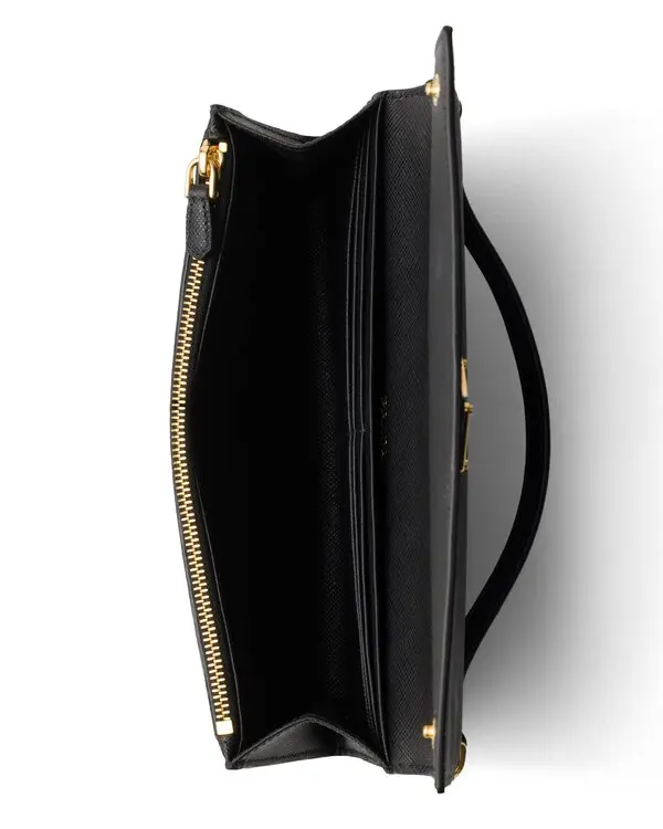 Prada Saffiano Leather Wallet With Shoulder Strap