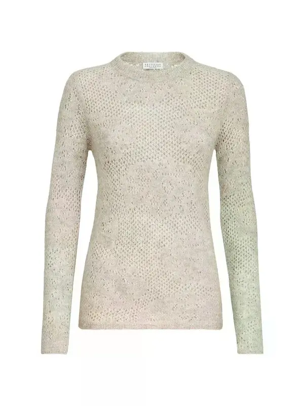 Brunello Cucinelli Sequin Embellished Knitted Sweater - Neutrals
