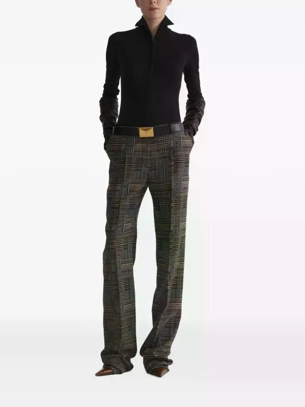 MUGLER Low Waist Straight Leg Trousers - Grey