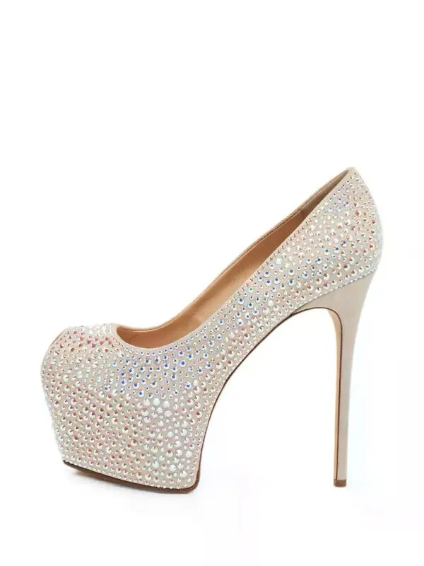 GIUSEPPE ZANOTTI Crystal Embellished Platform Pumps - Neutrals