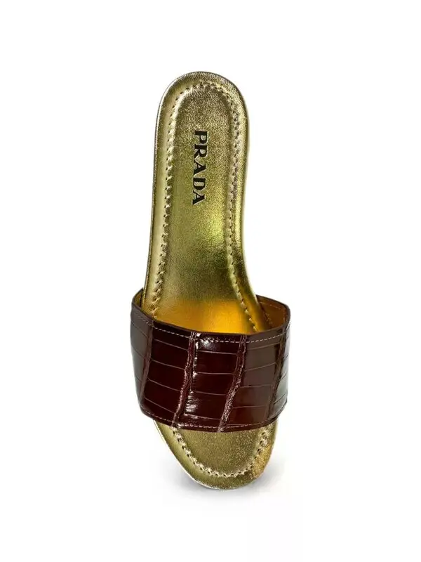 Prada Croc-embossed Leather Sandals