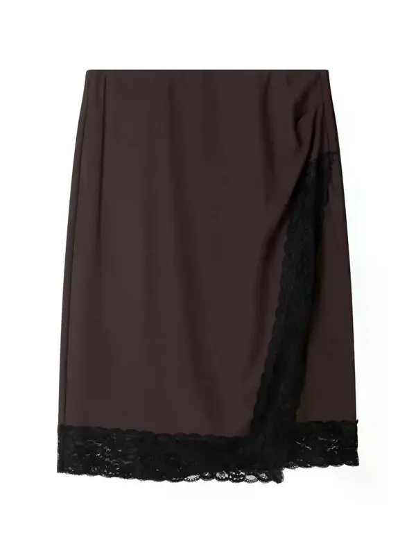 Stylein Millicent Lace-trim Wrap Mini Skirt - Brown