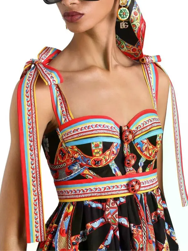 Dolce & Gabbana Carretto Print Cotton Poplin Dress