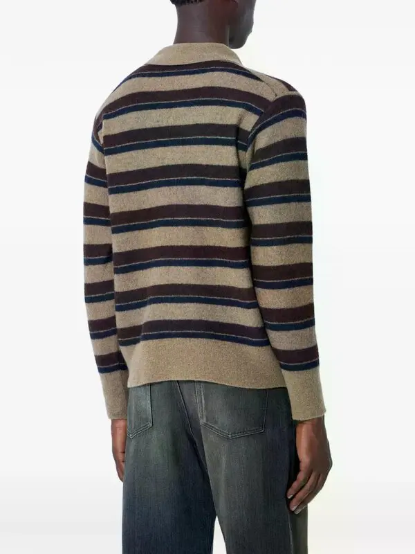 SSSTEIN Striped-knit Polo Sweater