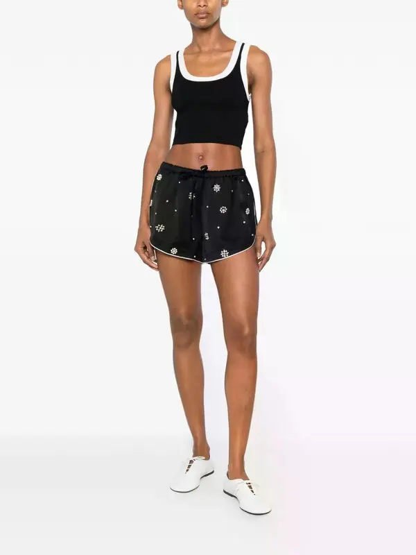 Sandro Contrast Trim Cropped Knit Top