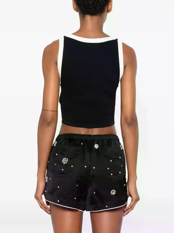 Sandro Contrast Trim Cropped Knit Top