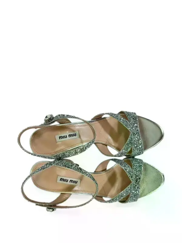 Miu Miu Crystal-embellished Leather Sandals